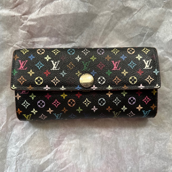 Louis Vuitton | Bags | Louis Vuitton Murikami Black Multicolor Wallet ...